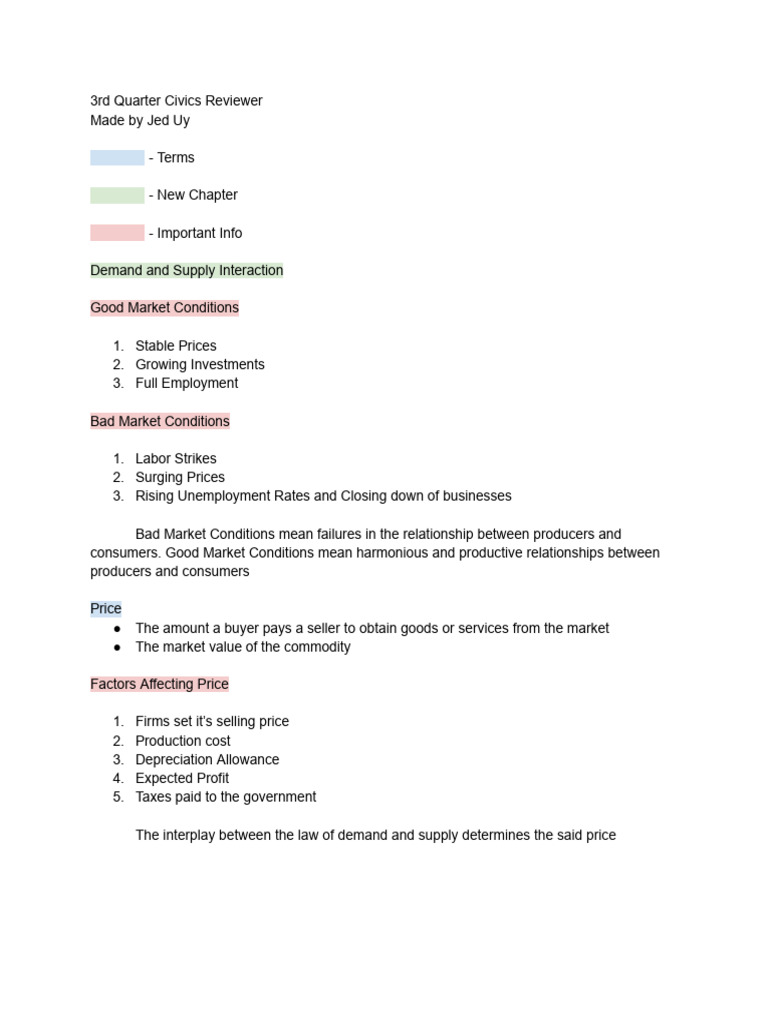 3rd Quarter Civics Market Analysis Guide | PDF | Elasticity (Economics ...