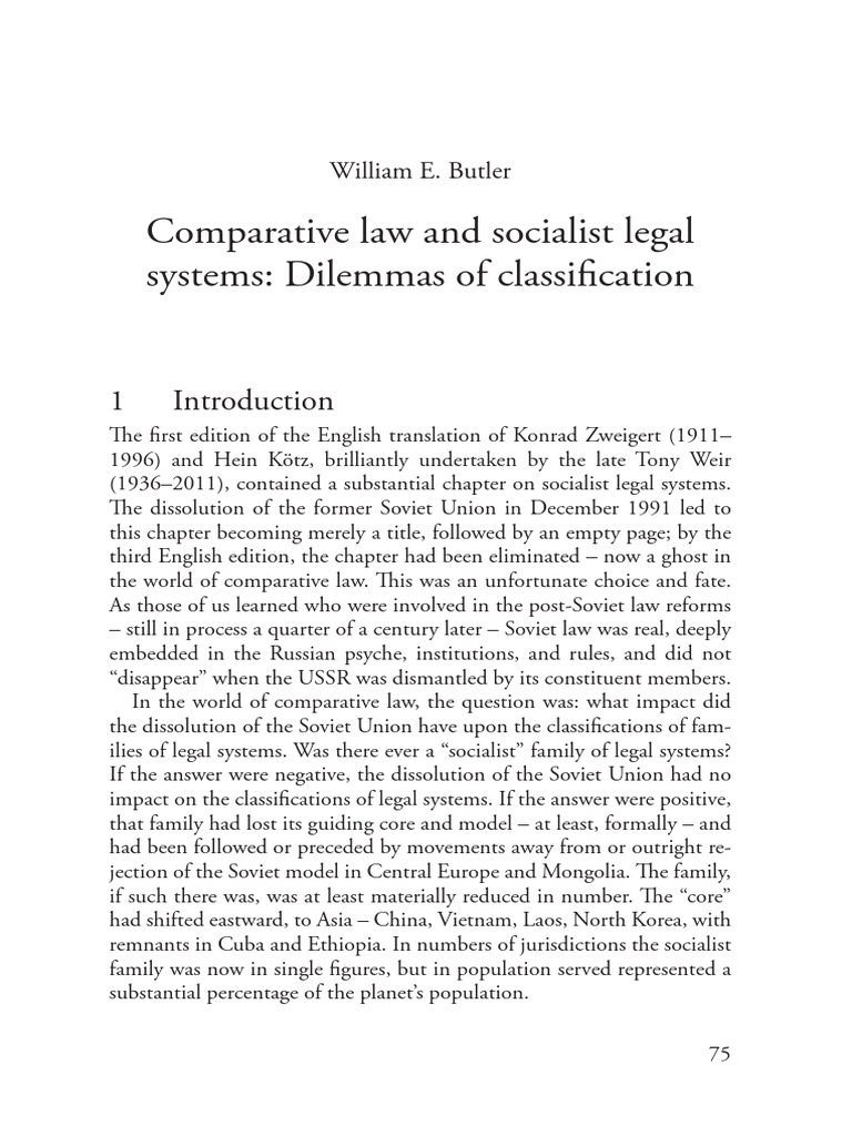 Comparative Law and Socialist Legal Systems: Dilemmas of Classification ...