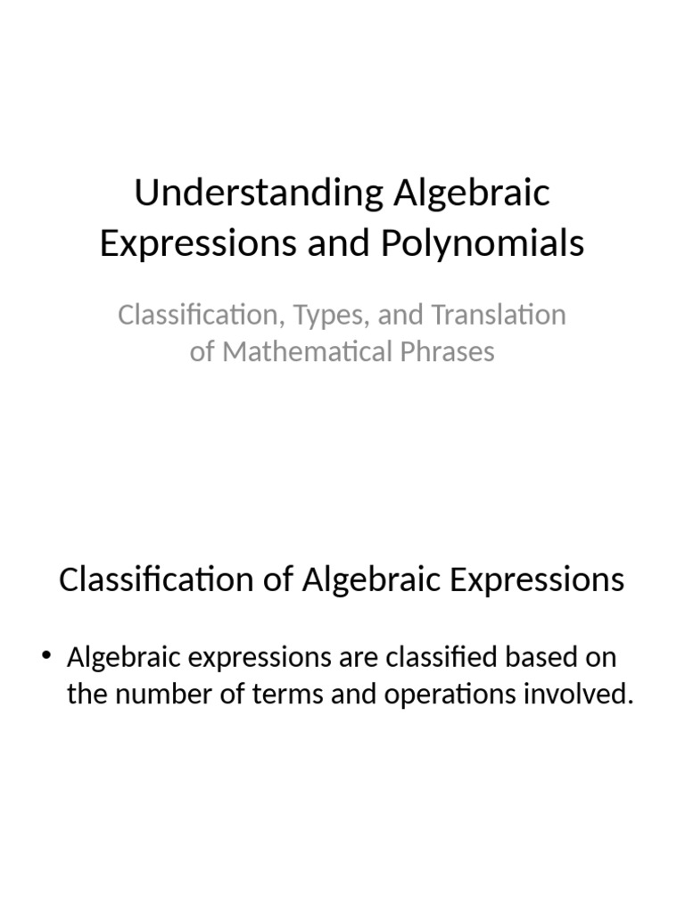 Algebraic Expressions & Polynomials Guide | PDF | Polynomial ...