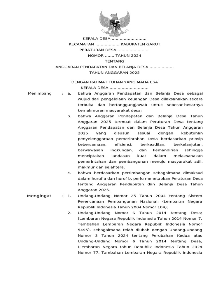 CONTOH Perdes APB Desa_Fix | PDF