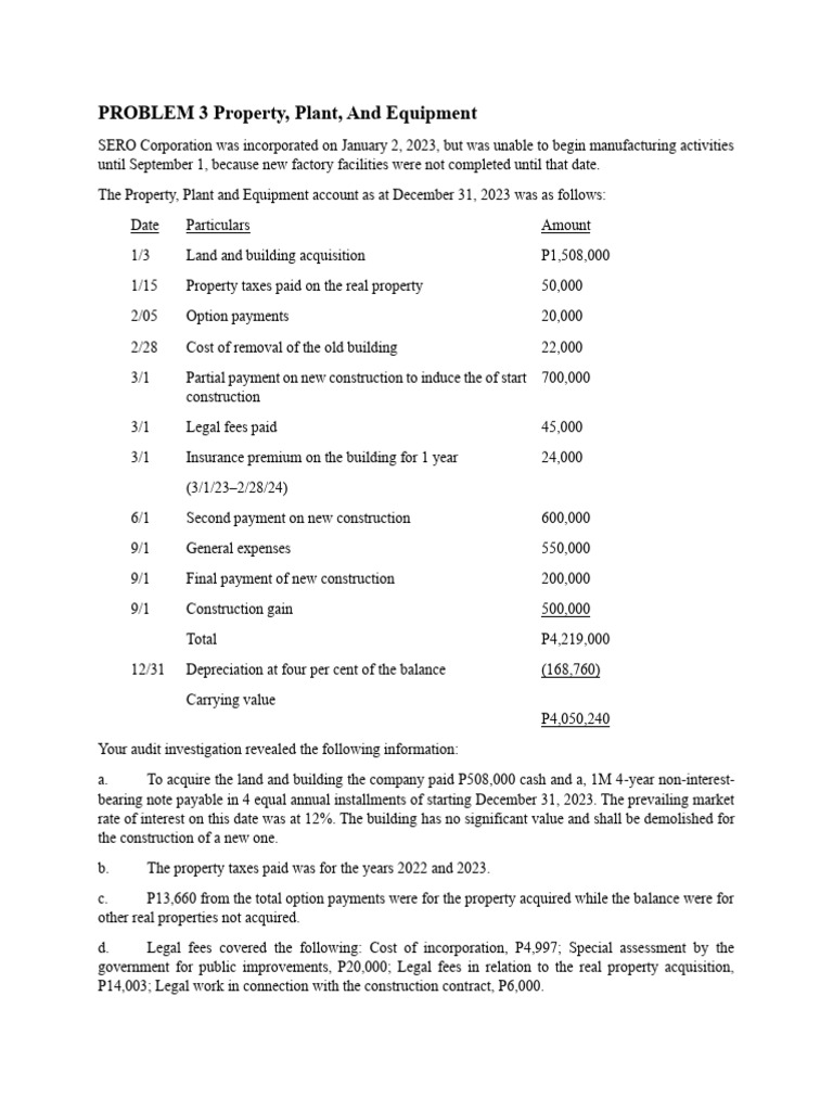 Ramirez Company Land Acquisition Payments | PDF | Depreciation | Book Value