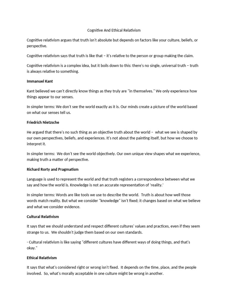 Lesson 4 Cognitive and Ethical Relativism Kecycee and Sheryl Anne | PDF ...