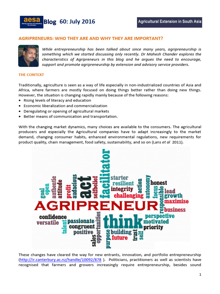 Understanding Agripreneurs' Impact | PDF | Entrepreneurship | Agriculture
