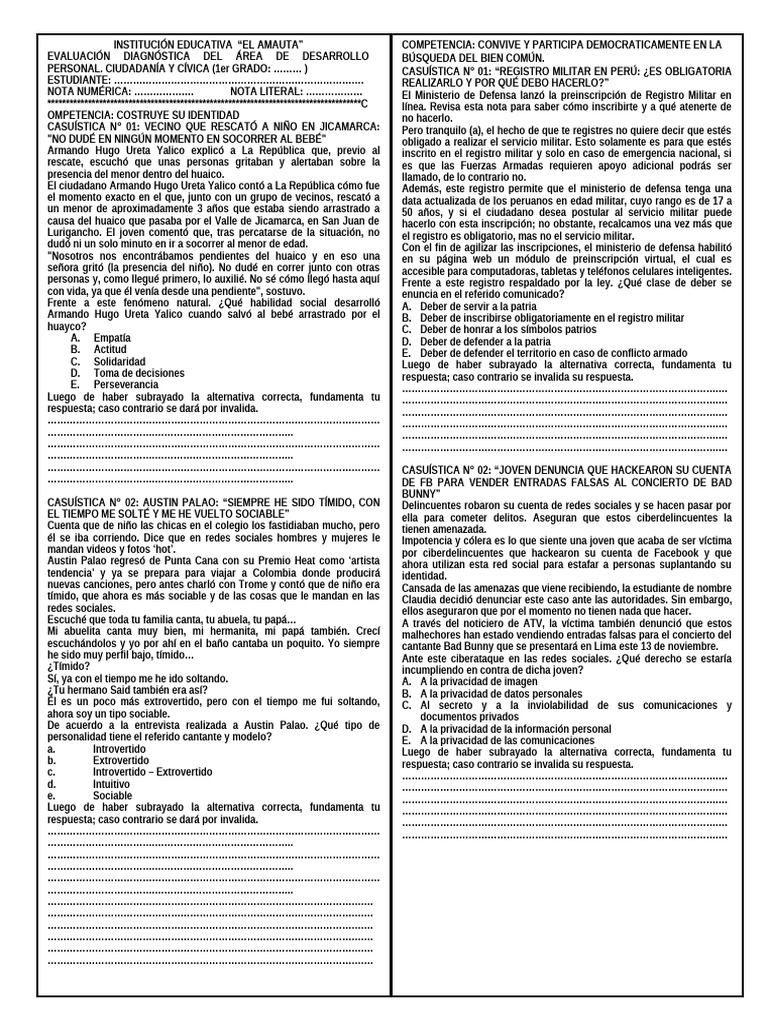 Evaluación Diagnóstica Dpcc 2025 Pdf 3125