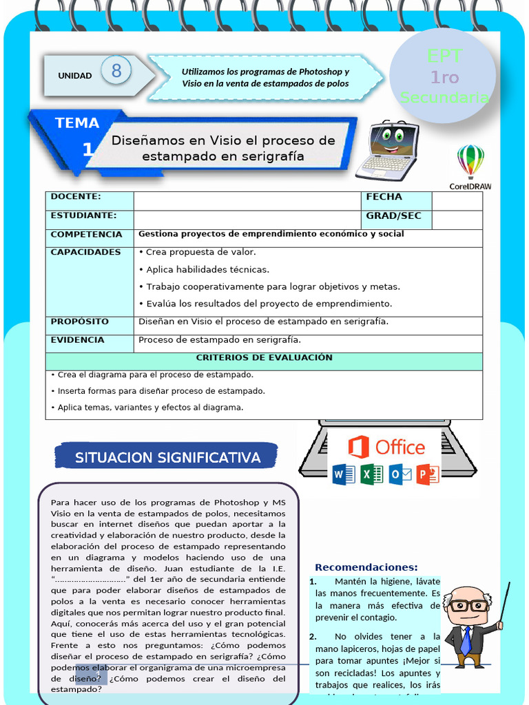 Resuelto Ficha de Actividad Ept 1°-Semana 1 | PDF | Microsoft Office | Diseño