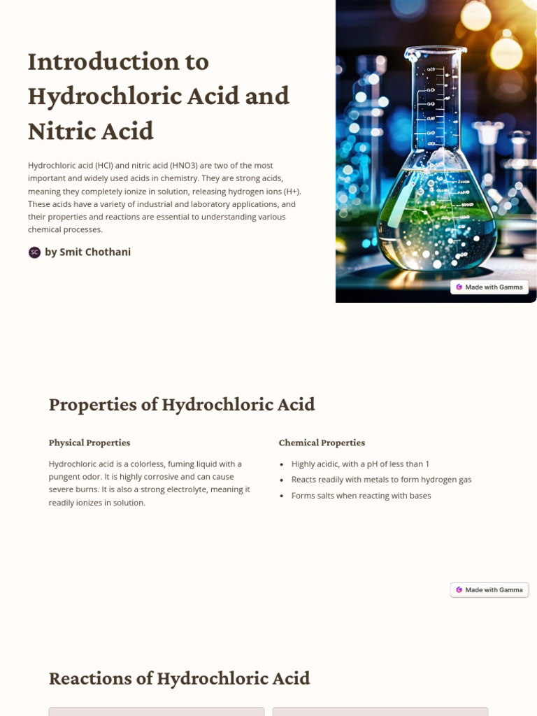 Hydrochloric & Nitric Acid Overview | PDF | Acid | Hydrochloric Acid