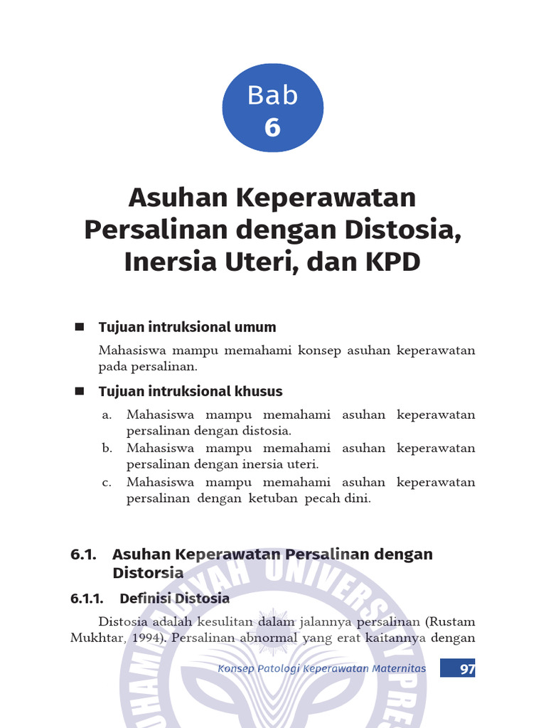 Maternitas Patologi (Asuhan Keperawatan Persalinan Dengan Distosia) | PDF