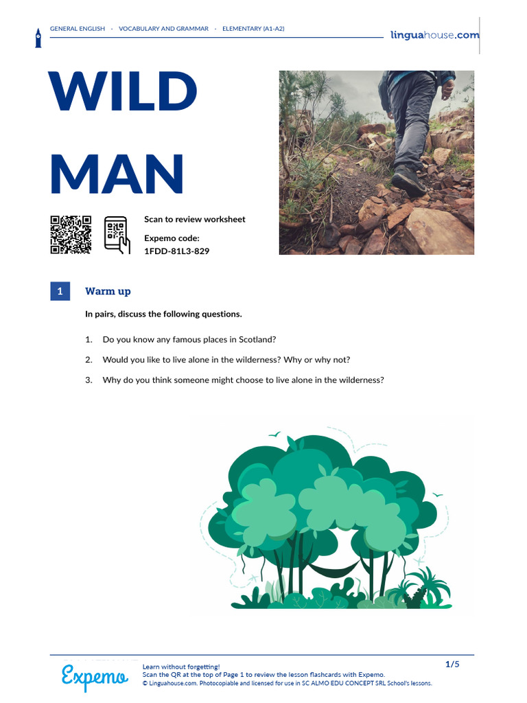 Vocabulary and Grammar: Wild Man | PDF | Linguistics | Human Communication