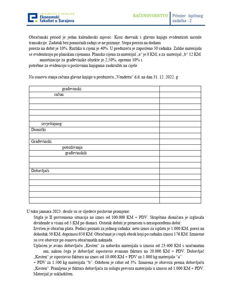 Primjer Ispitnog Zadatka 2 | PDF