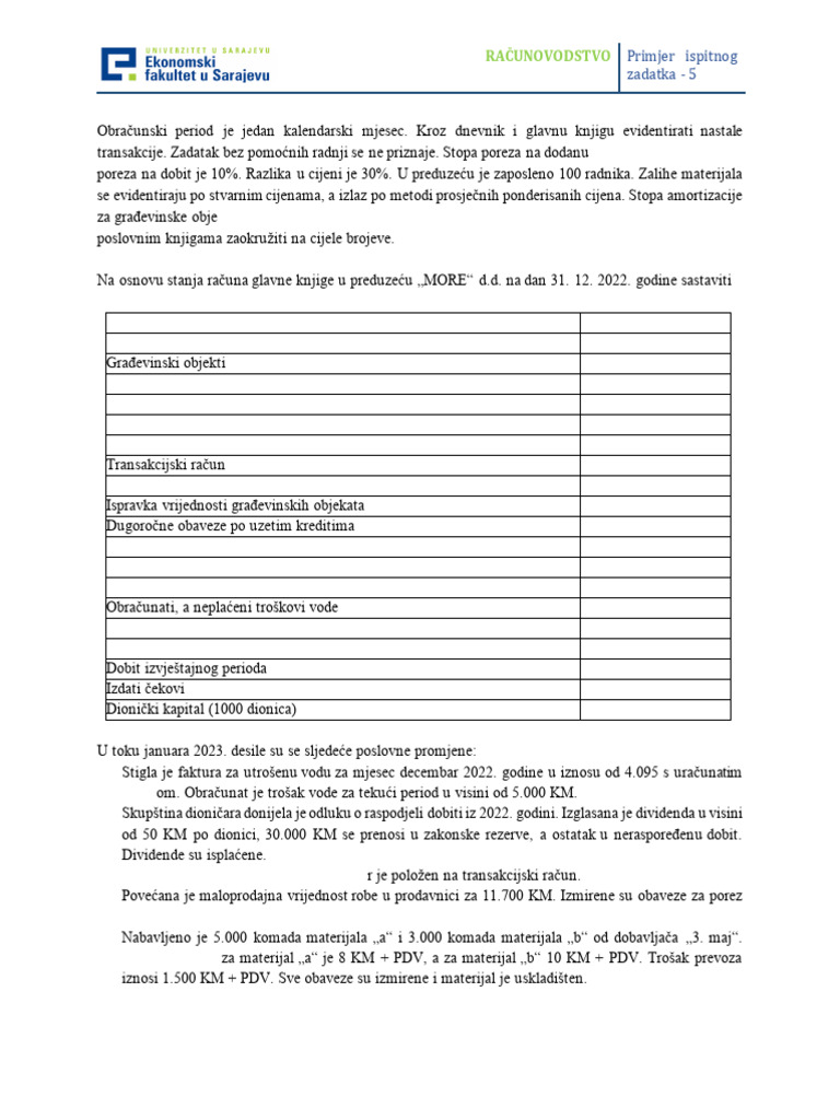 Primjer Ispitnog Zadatka 5 | PDF
