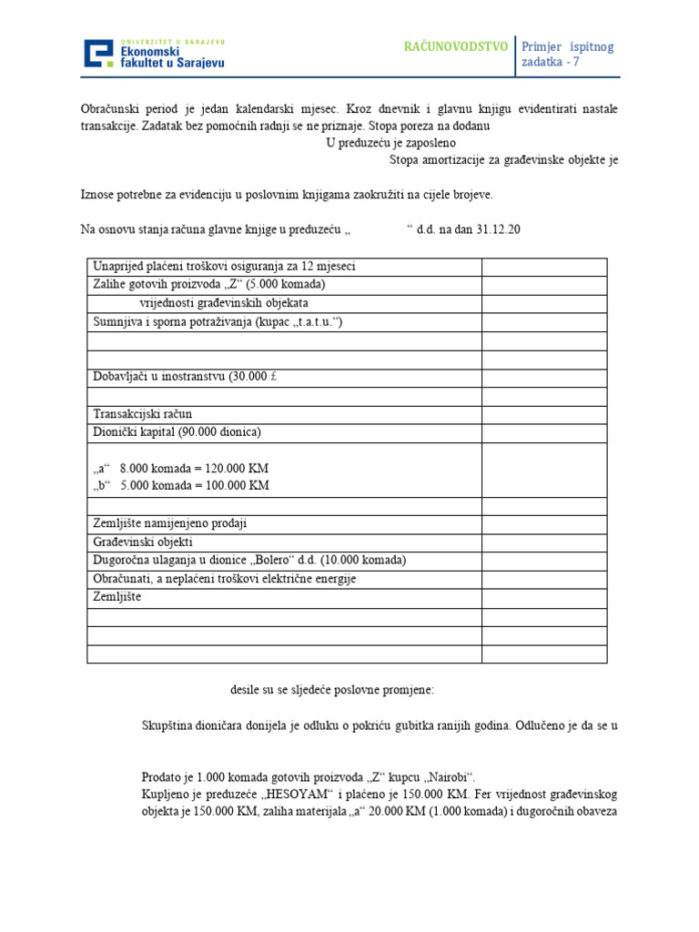 Primjer Ispitnog Zadatka 7 | PDF