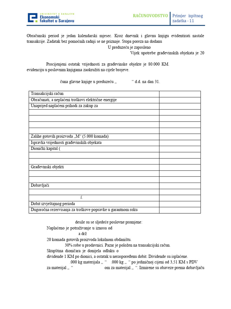 Primjer Ispitnog Zadatka 11 | PDF