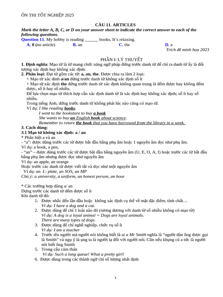 C11. ARTICLES (Theory) | PDF