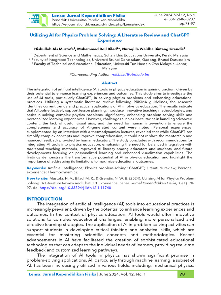 Utilizing AI For Physics Problem Solving A Literat | PDF | Artificial ...