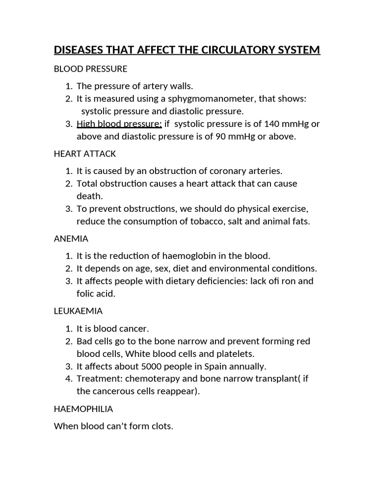 Circulatory System Diseases Explained | PDF