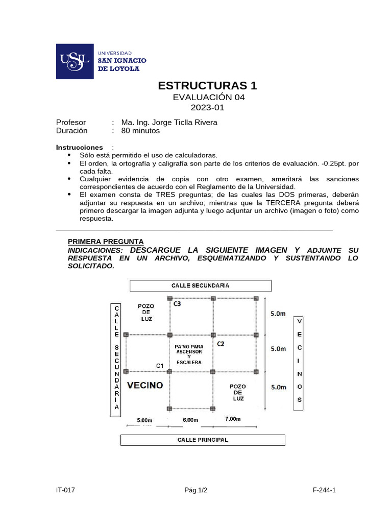 Evaluación 04 - Estructuras 1 - 2023-01 | PDF