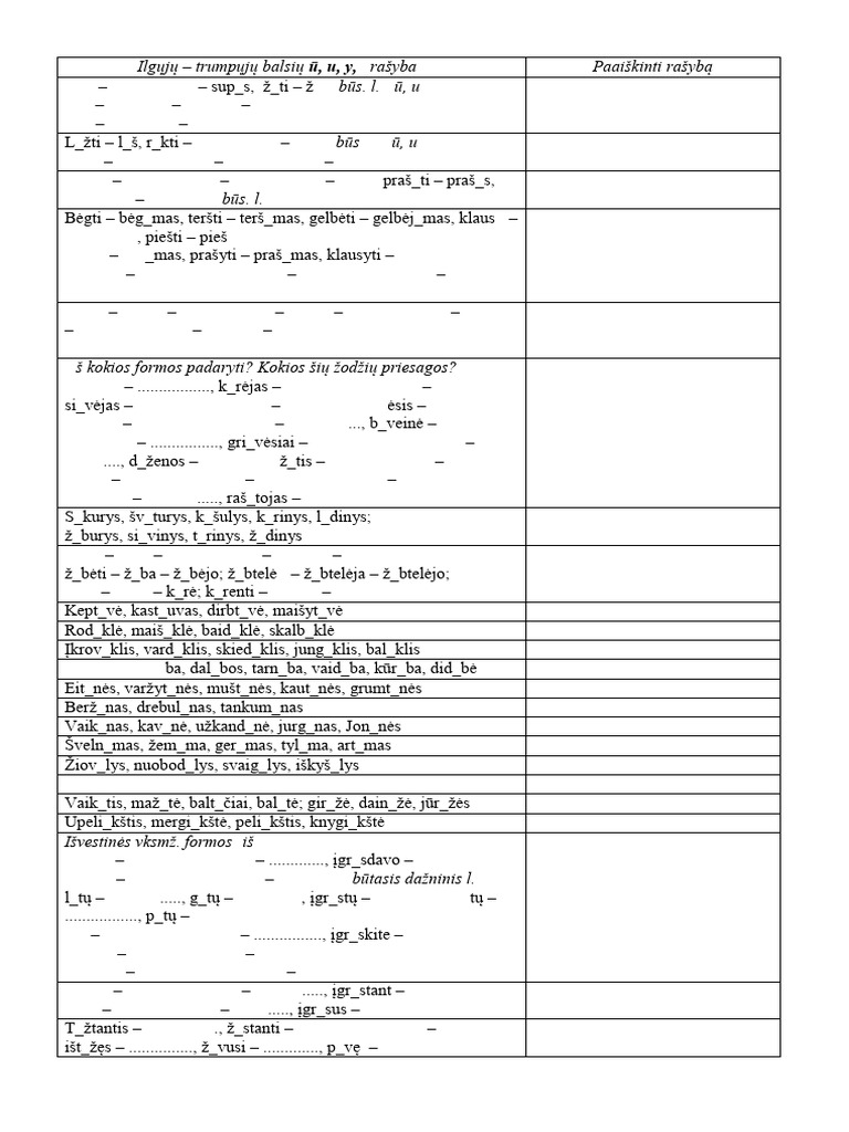 Ilguju Trumpuju Balsiu Rasyba | PDF