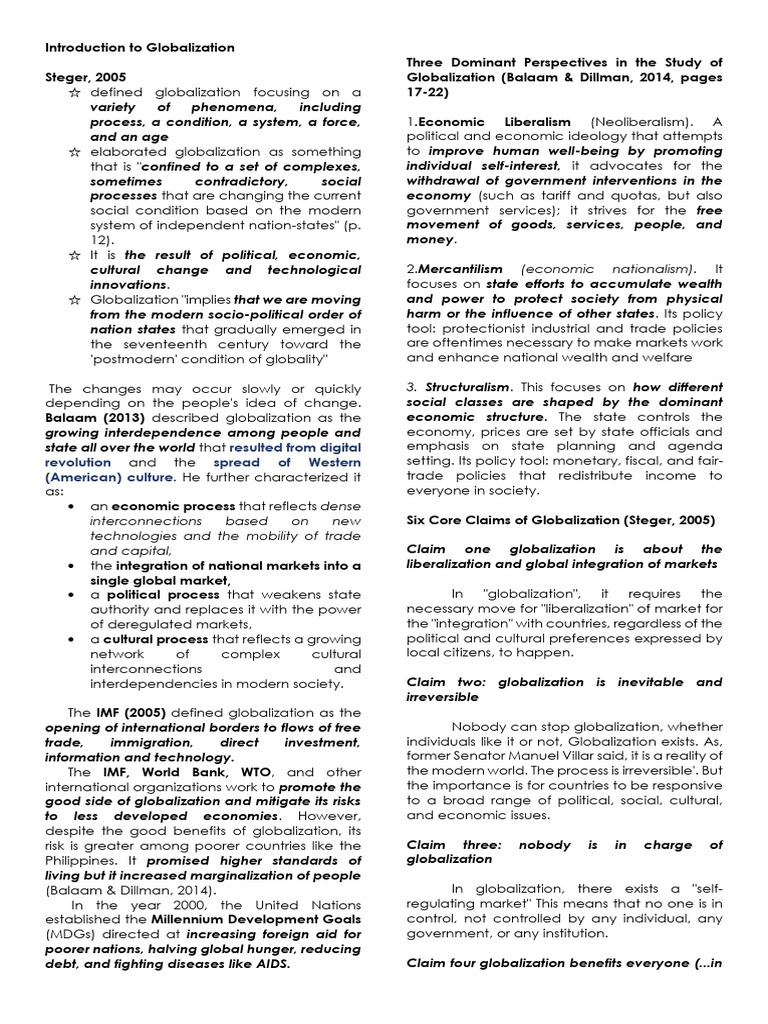 TCWREVIEWER | PDF | World Systems Theory | Globalization