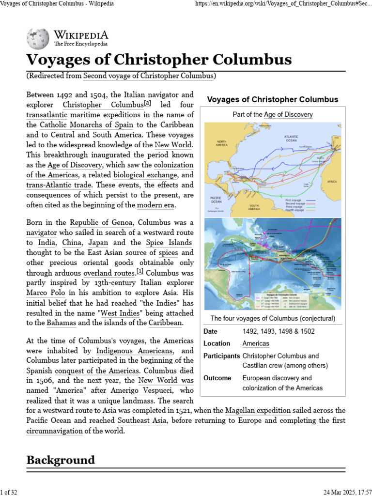 Voyages_of_Christopher_Columbus | PDF | Voyages Of Christopher Columbus | Christopher Columbus