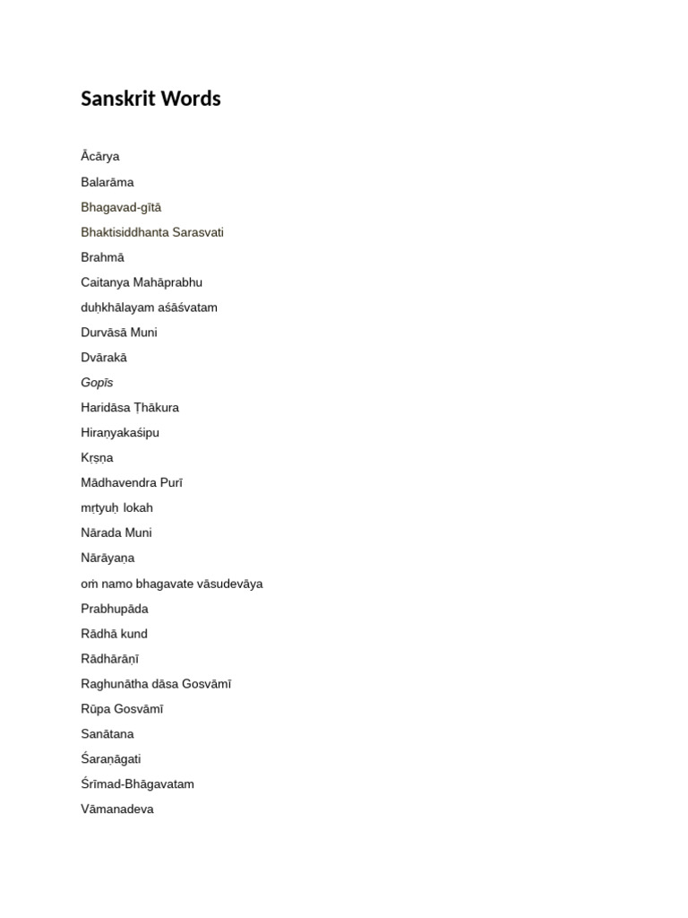 Sanskrit Words | PDF