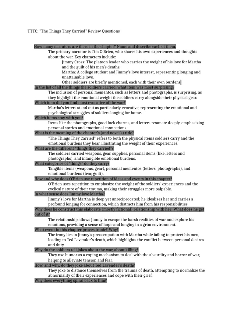the things they carried-reviewset1 | PDF | Psychology