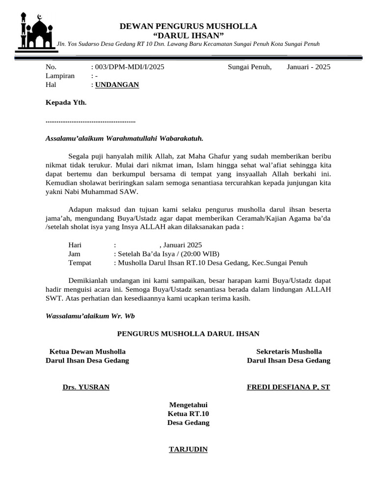 Undangan Acara MDI 1 | PDF