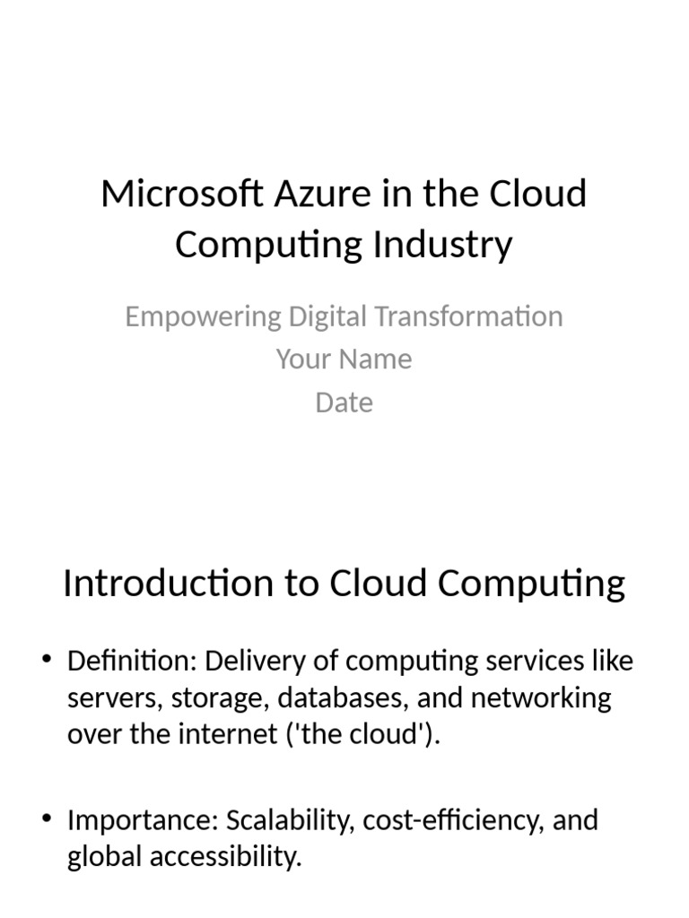 Microsoft Azure Presentation | PDF | Microsoft Azure | Cloud Computing