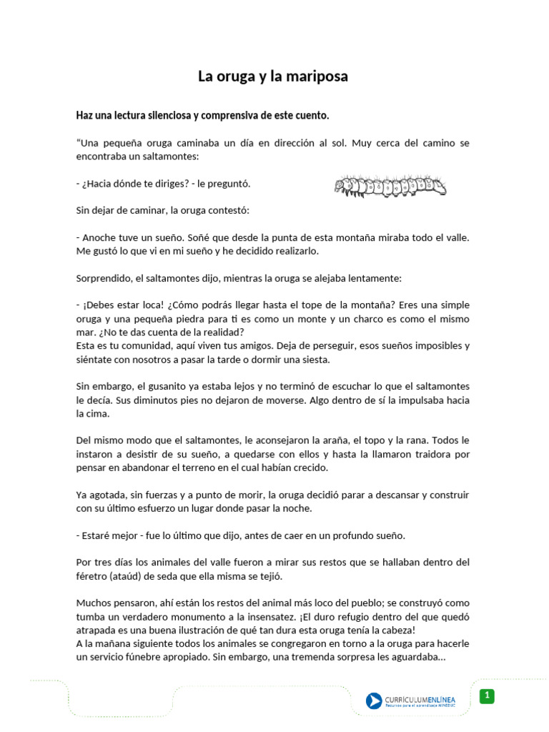 Cuento La Oruga | PDF