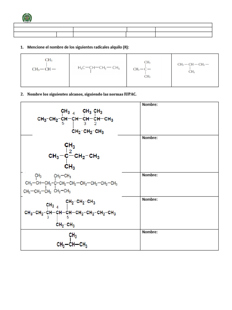 Taller 2 Quimica Organica Alcanos Alquenos Alquinos Periodo 1 | PDF | Alqueno | Moléculas