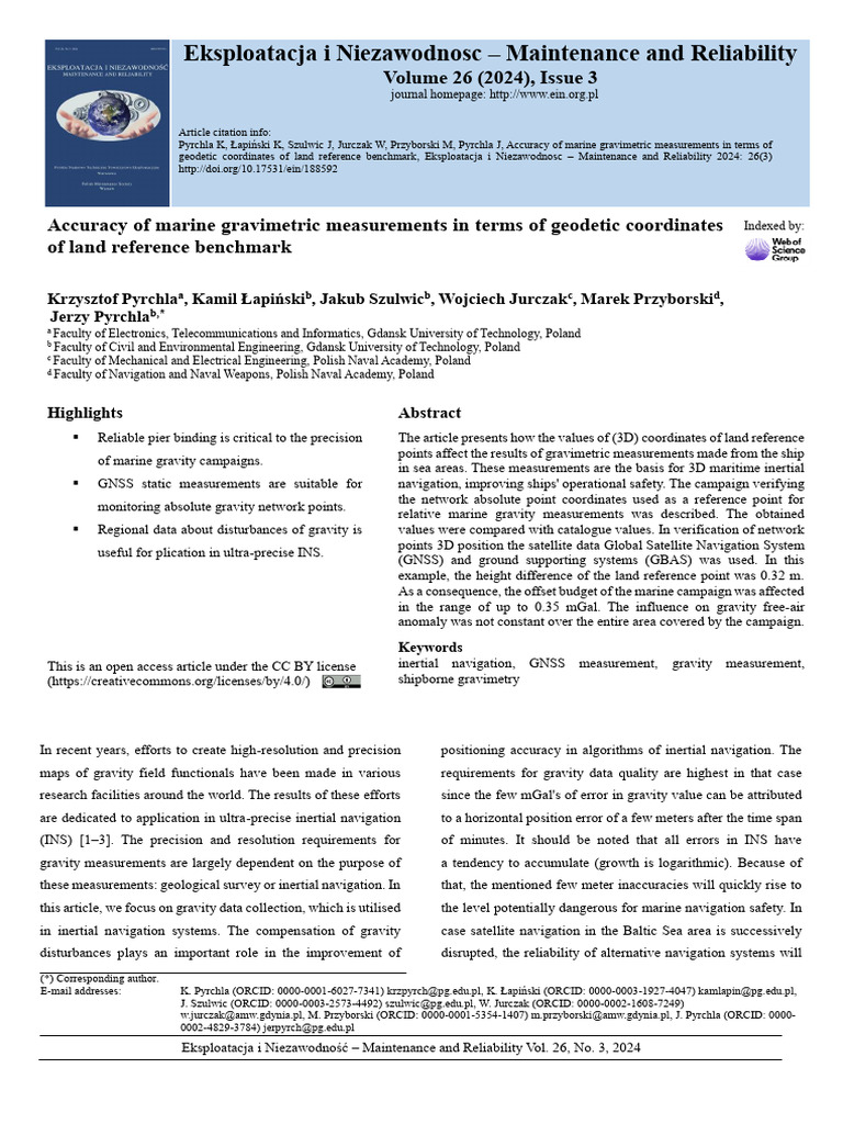 Accuracy of Marine Gravimetric Measurements in Terms of Geodetic ...