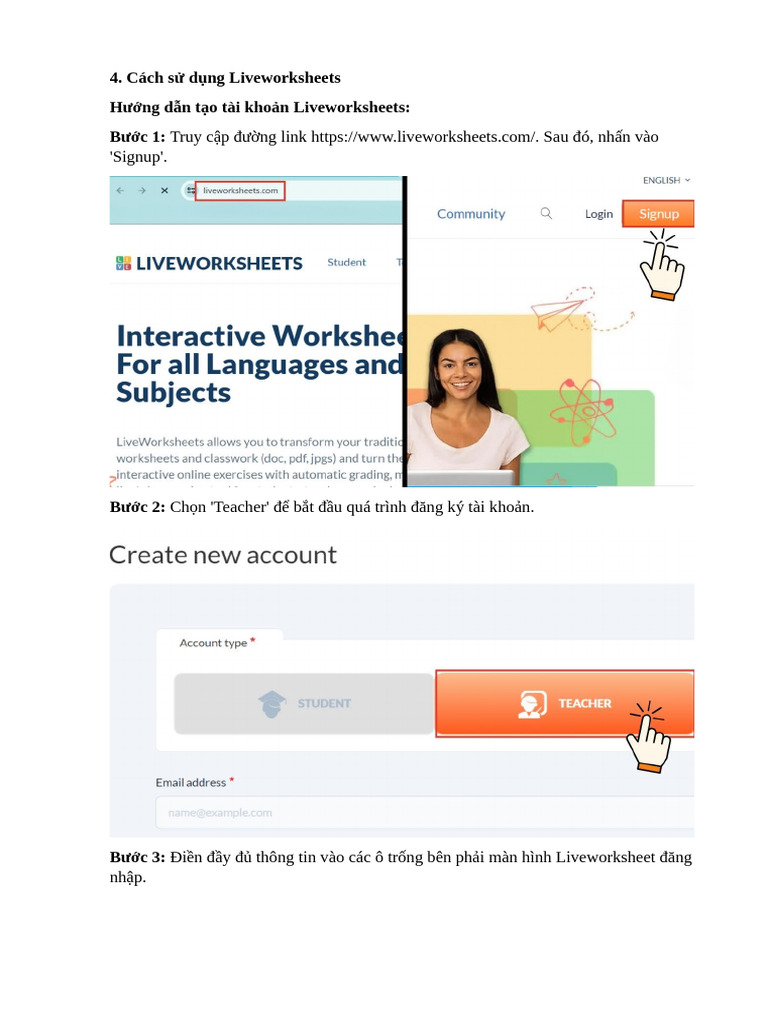 4.cách S D NG Liveworksheets | PDF