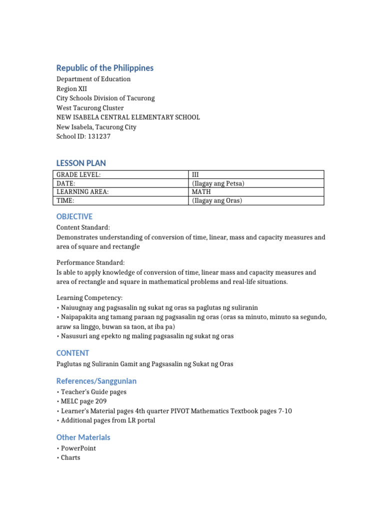 Lesson_Plan_Math_3_Time_Conversion | PDF