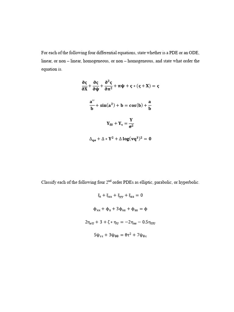 Differential Equations Classification and Solutions | PDF | Partial Differential Equation ...