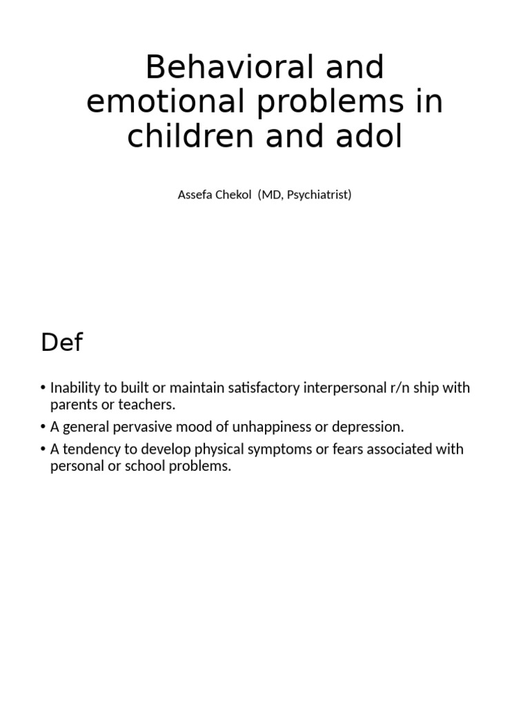Behavioral and Emotional Problems in Children and Adol | PDF