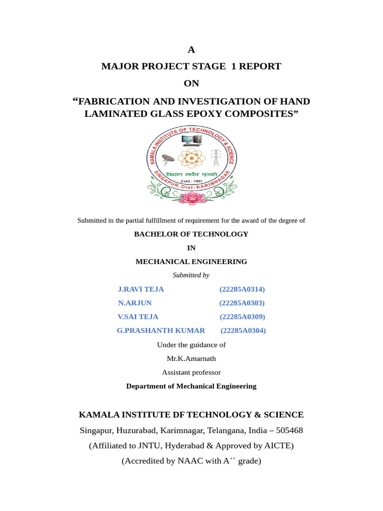 FABRICATION AND INVESTIGATION OF HAND LAMINATED GLASS EPOXY COMPOSITES ...