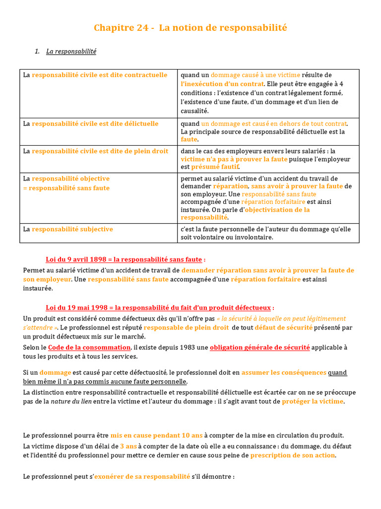 Responsabilité civile : types et enjeux | PDF | Droit des obligations ...