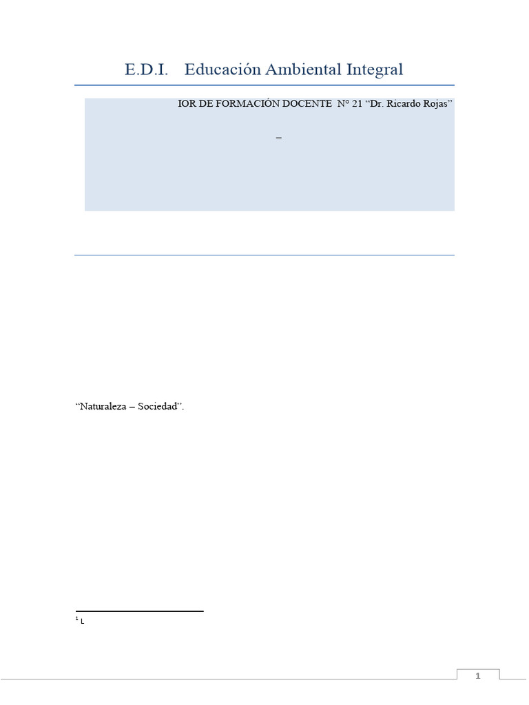 EDI-Educaci-n Ambiental Integral (2 - A-O - Prof. Primaria) 2025 | PDF | Entorno natural ...