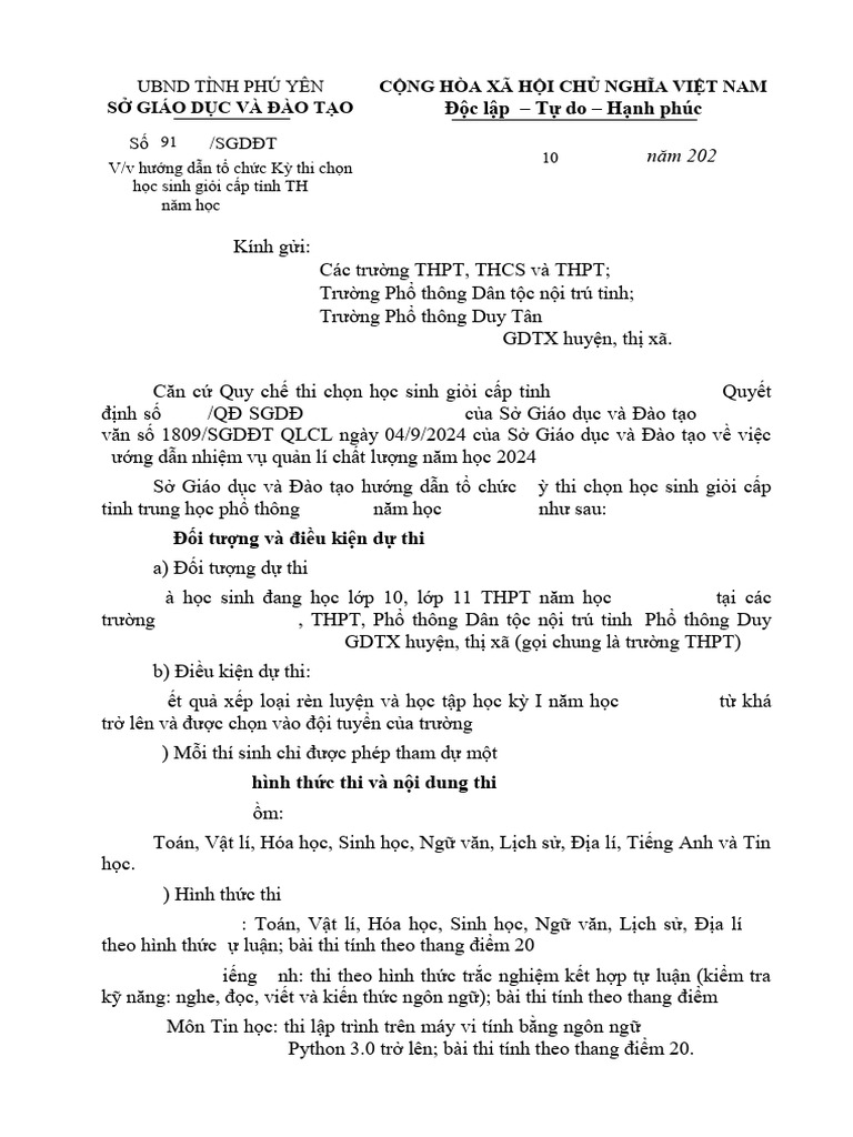 Huong dan thi HSG cap tinh THPT nam hoc 2024-2025.signed | PDF