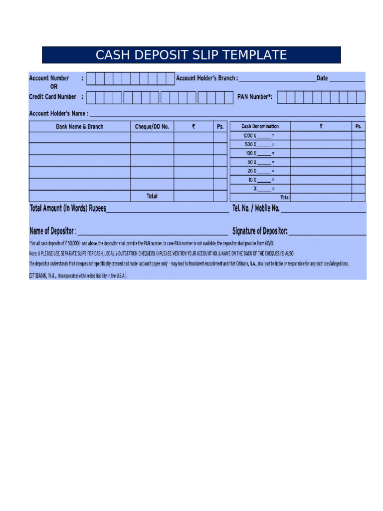 Deposit Slip Template | PDF