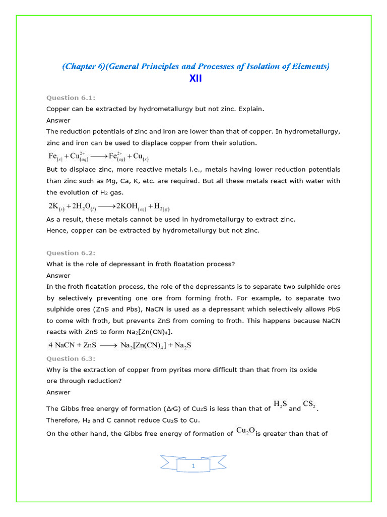 General principal and processes of isolation of elements | PDF ...