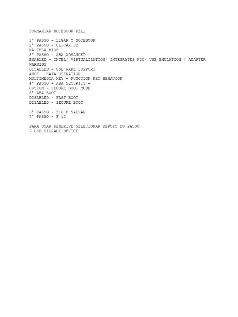Dell Notebook BIOS Configuration Guide | PDF