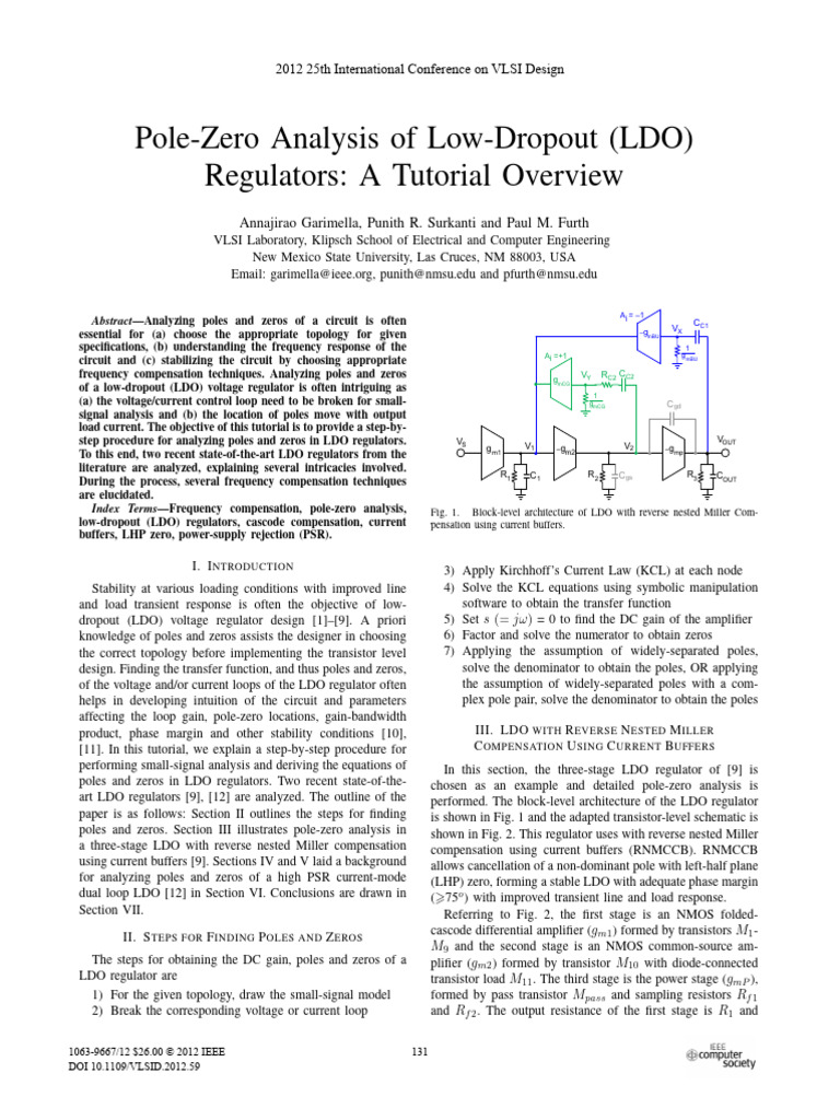Pole-Zero Analysis of Low-Dropout LDO Regulators A Tutorial Overview | PDF | Amplifier ...