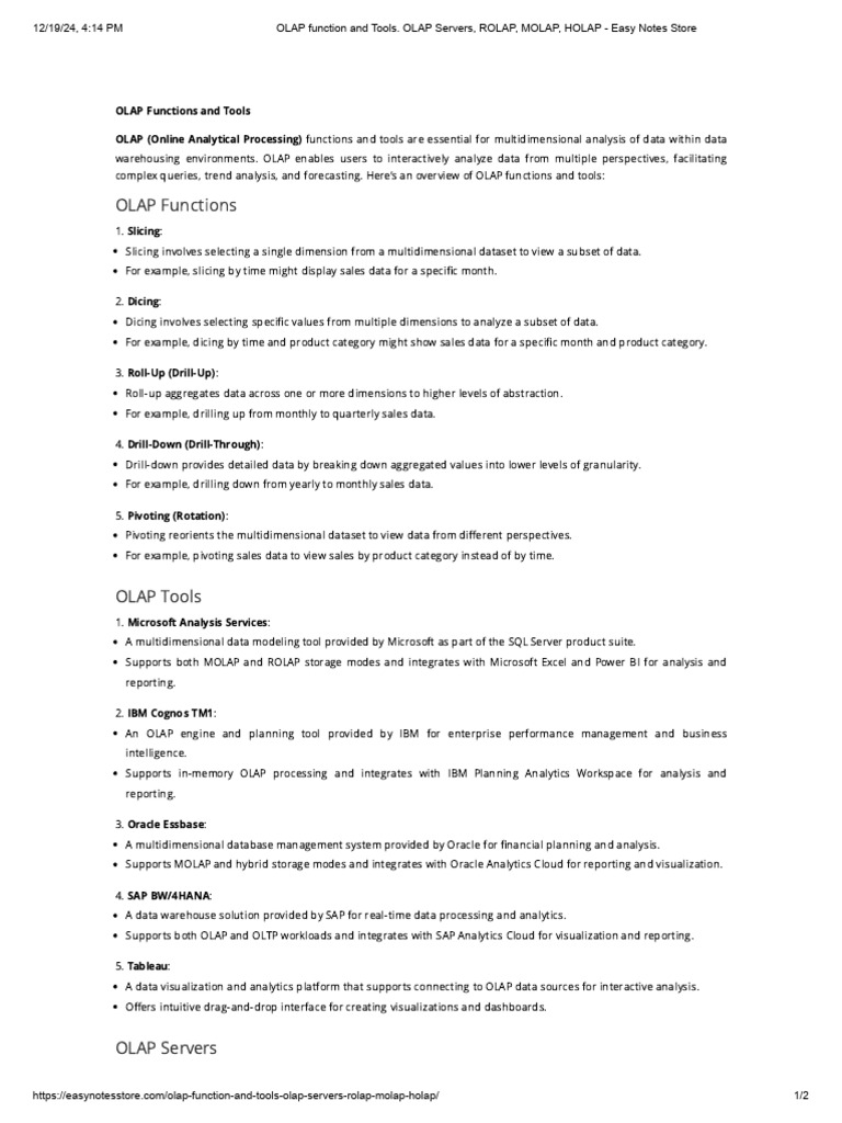 OLAP function and Tools. OLAP Servers, ROLAP, MOLAP, HOLAP | PDF ...
