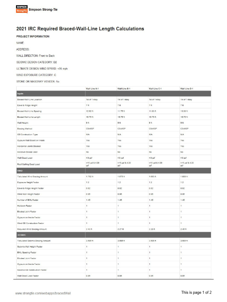 Braced Wall Line Results | PDF
