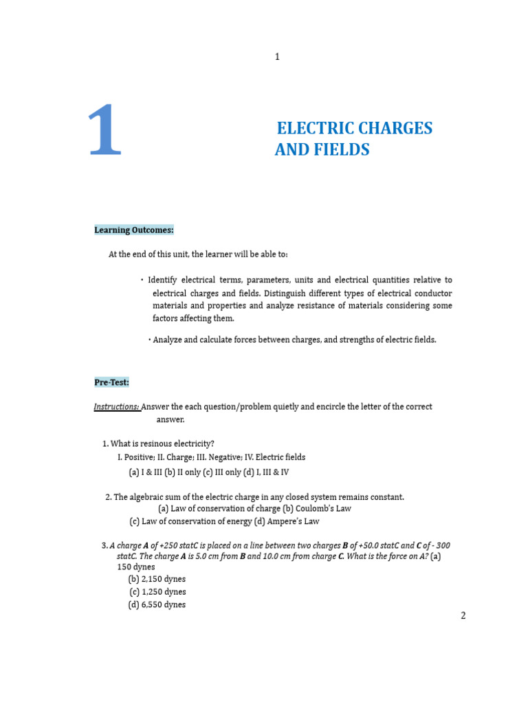 Electric Charges and Fields Overview | PDF | Electric Charge | Electron