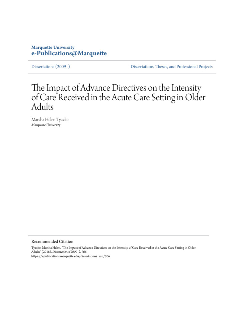 The Impact of Advance Directives On The Intensity of Care Receive | PDF ...