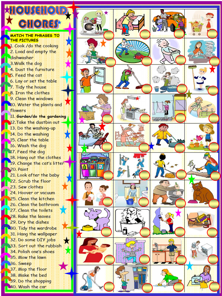 Household Chores Matching Activity | PDF
