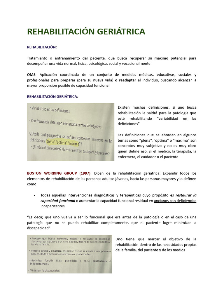 Rehabilitación Geriátrica: Objetivos y Enfoques | PDF | Vejez ...