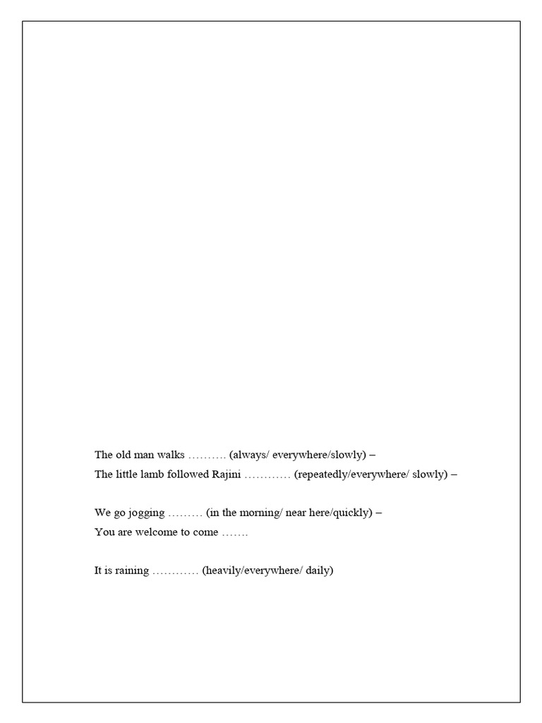 Grade 7 Adverbs Worksheet with Answers | PDF