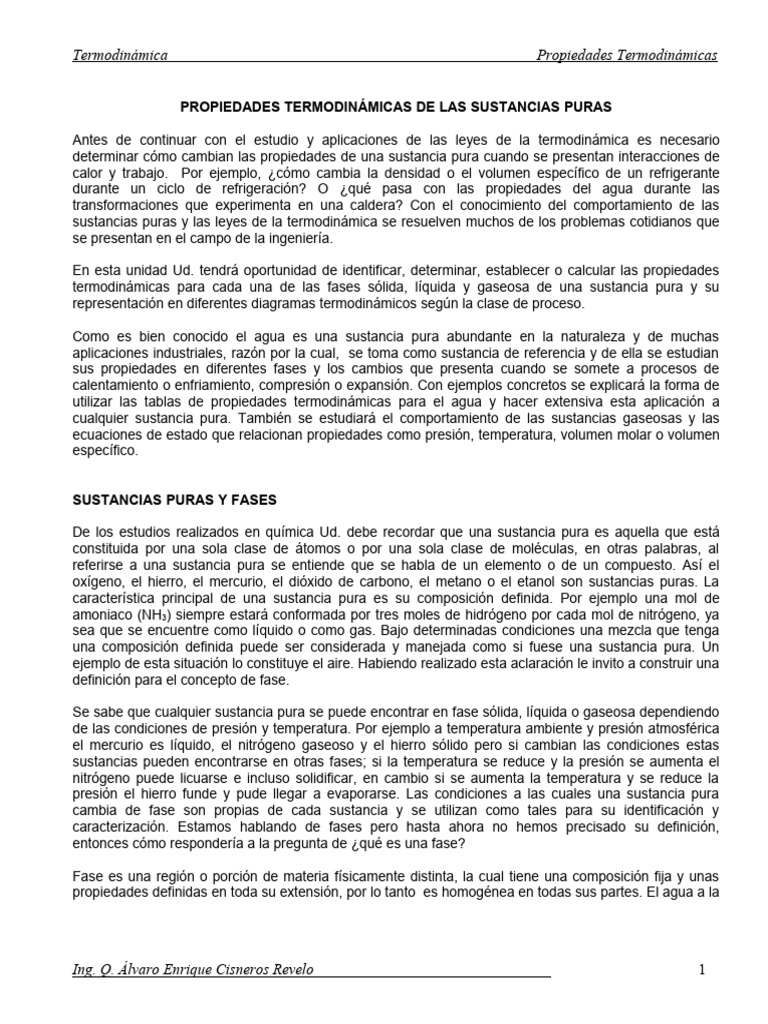 Propiedades de Las Sustancias Puras | PDF | Fase (materia) | Diagrama de fases